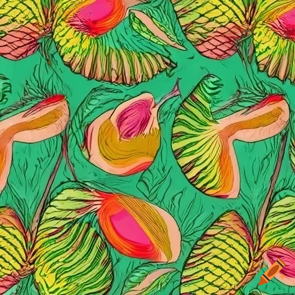 Vibrant Hawaiian pattern with monstera leaves and toucans on Craiyon