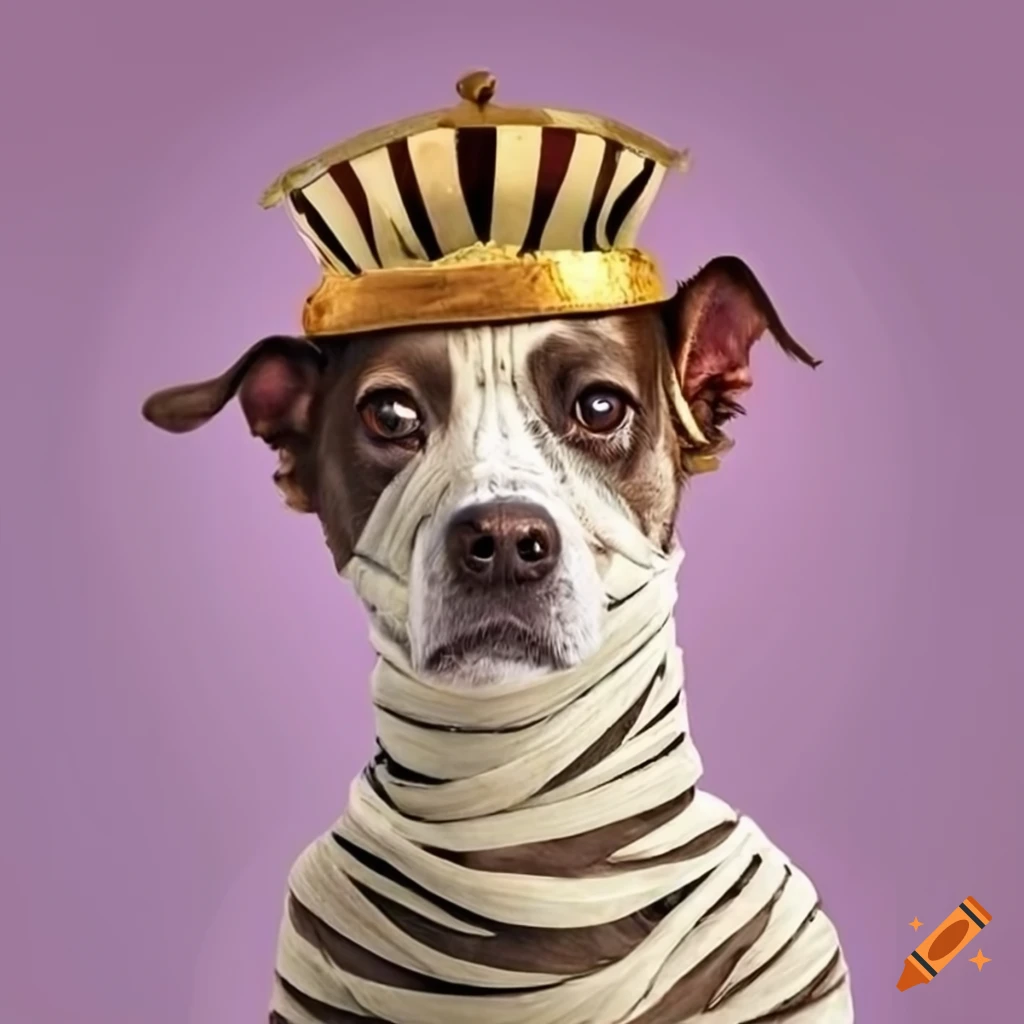 Dog dressed as a mummy