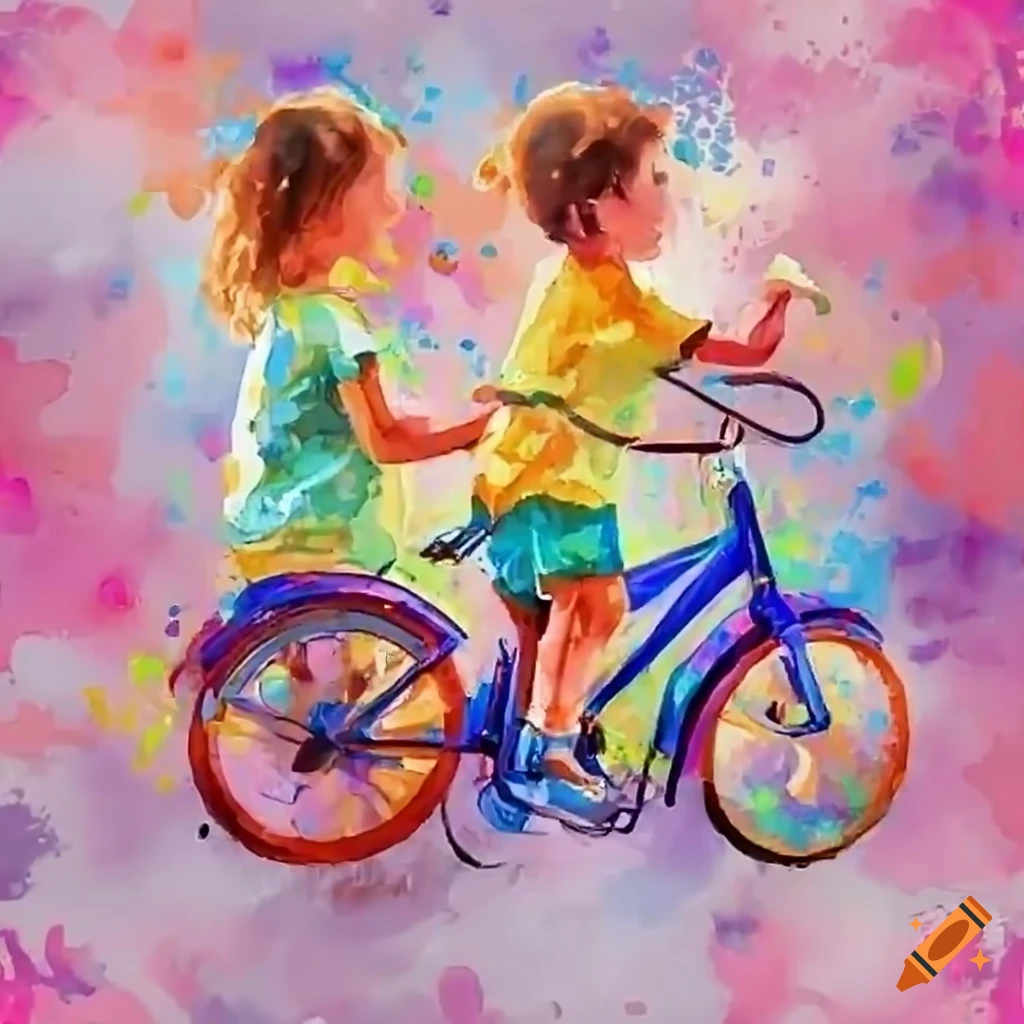 Colorful suited men riding bicycle-shaped sculptures on Craiyon