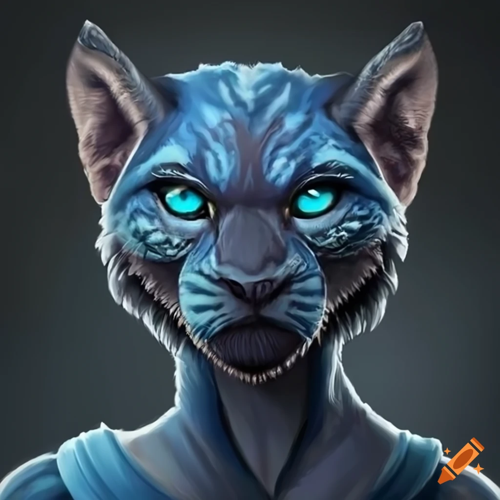 Black Tabaxi With Blue Eyes On Craiyon
