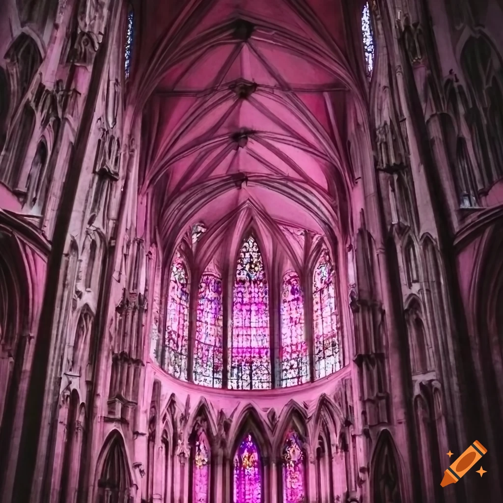 Pink gothic cathedral on Craiyon