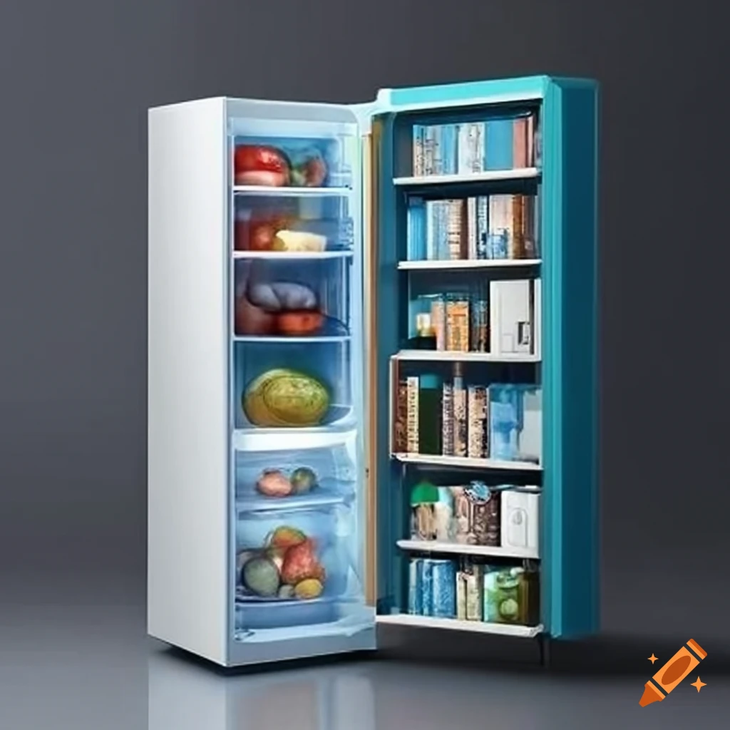 Man scanning fridge with smartphone in infographic style on Craiyon