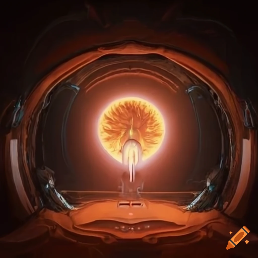 Surrealist aliens inside a unique organic spaceship on Craiyon