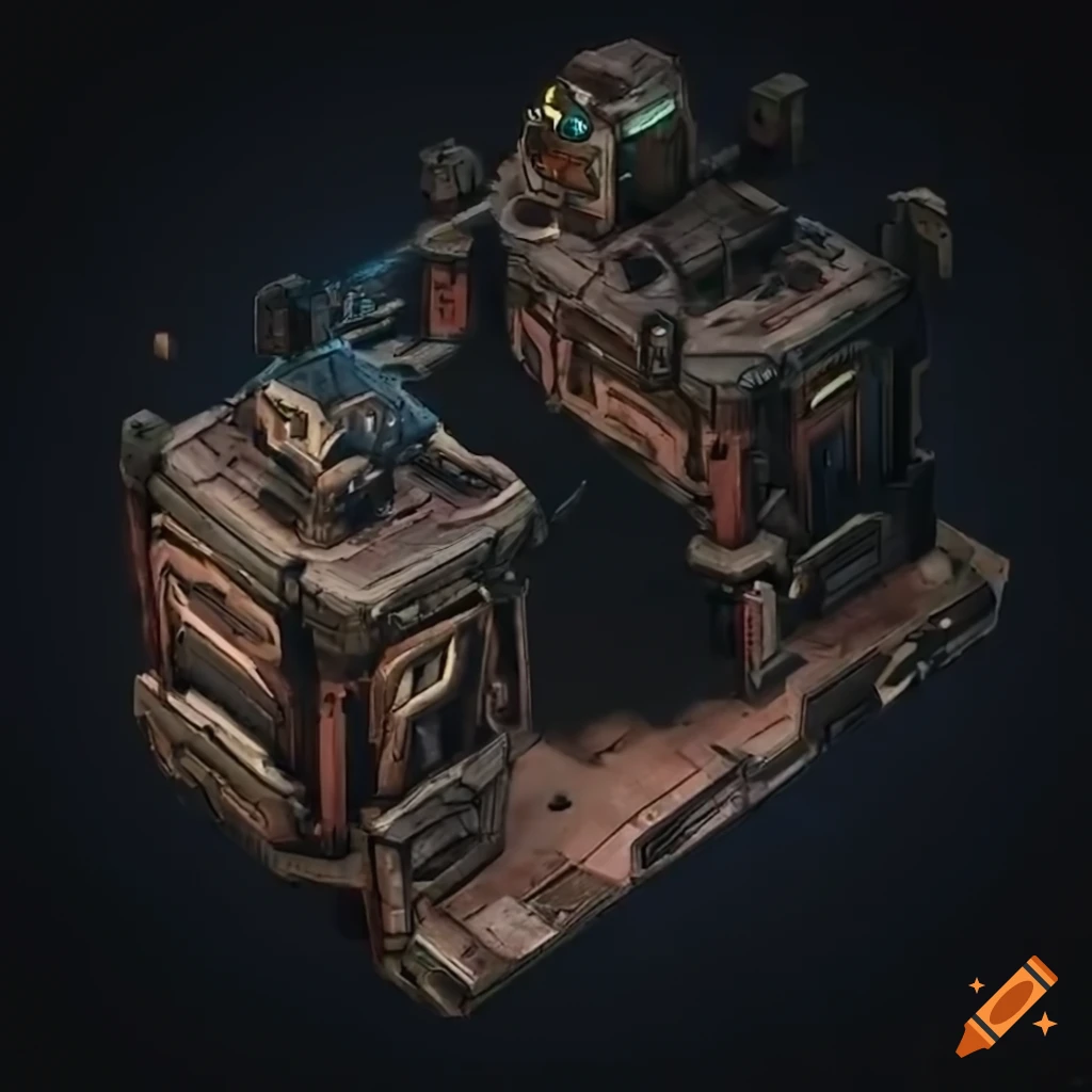 Intricate modular isometric concept art of game terrain on Craiyon