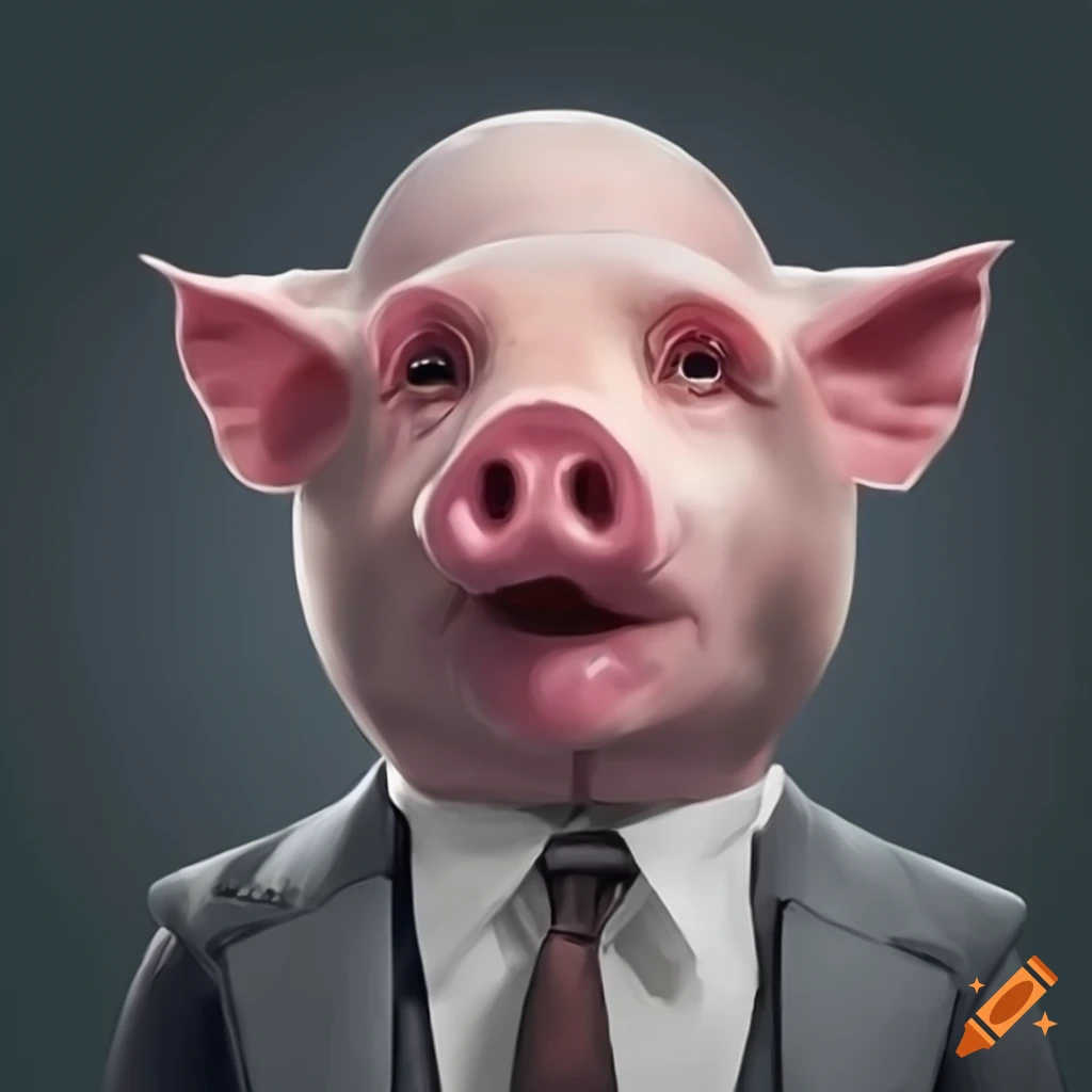 Illustration of a pig-faced gentleman on Craiyon