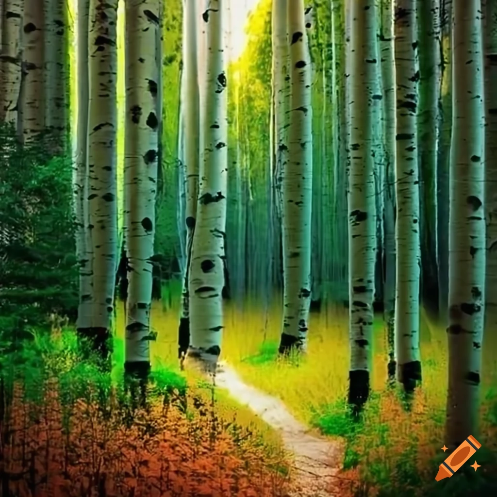 Enchanting aspen tree forest landscape