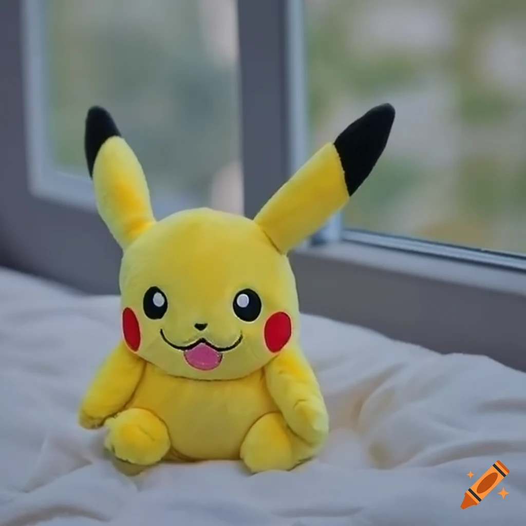 Shelf in a store full of pikachu plushies on Craiyon