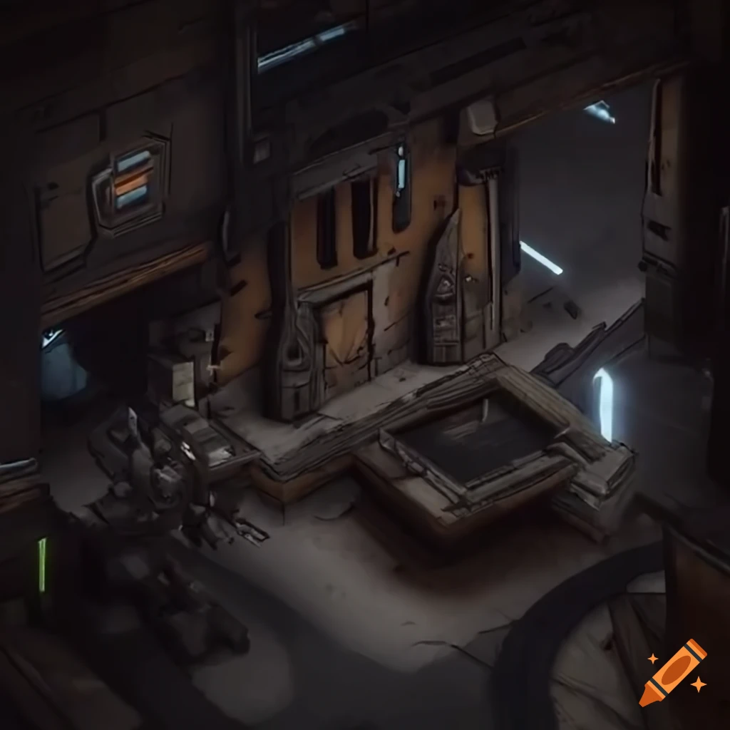 Intricate modular isometric concept art of a large-scale location ...