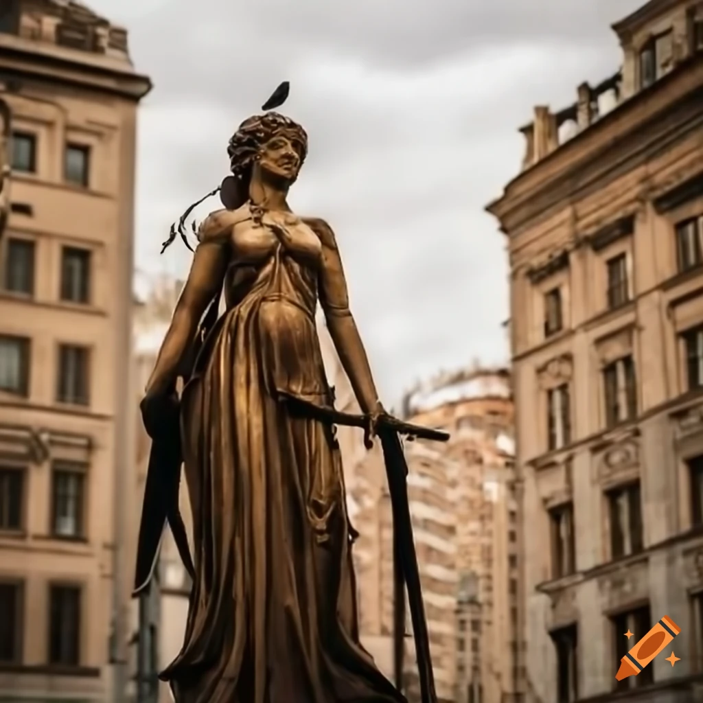 Impressive statue of a woman with long spear on Craiyon