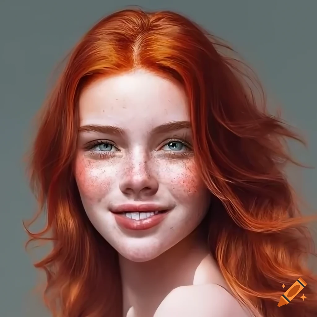 Irish woman with freckles and red hair in short pigtails wearing tights ...