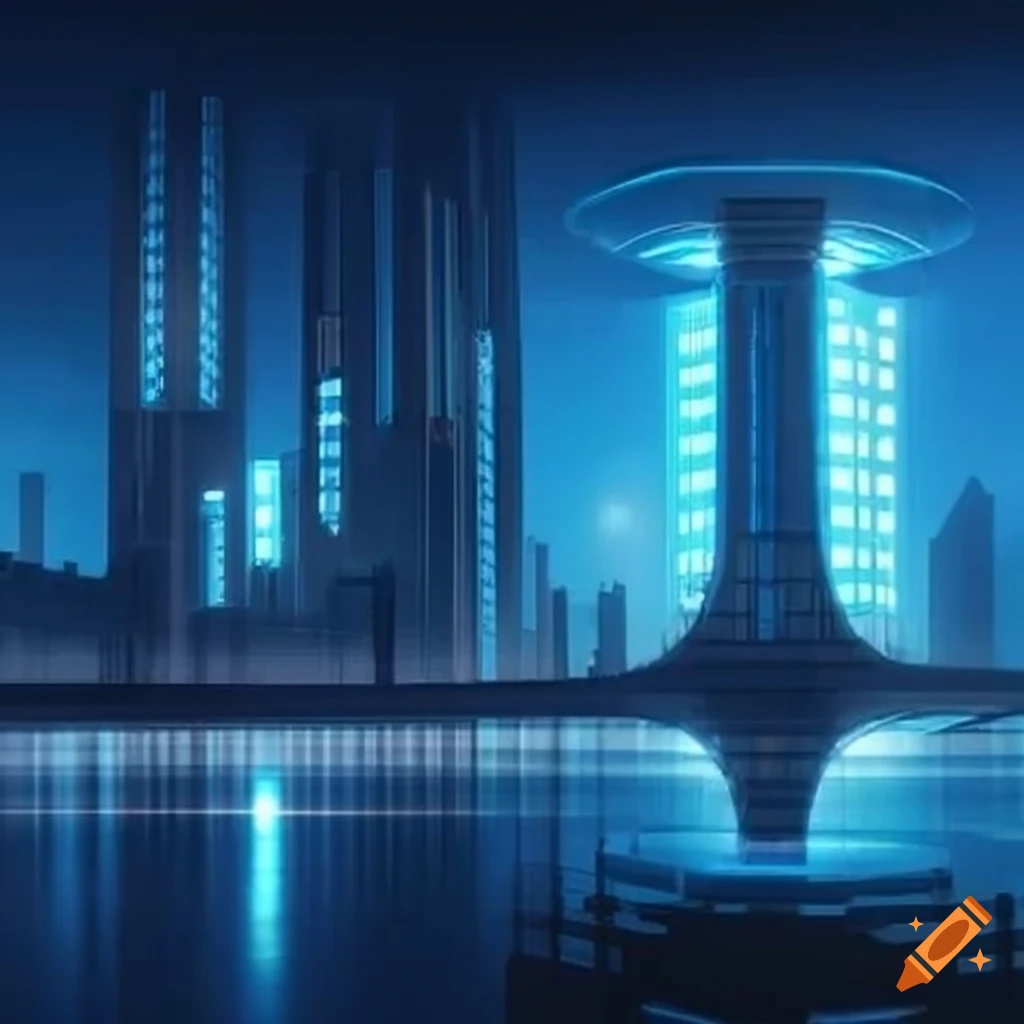 Futuristic computer building on Craiyon