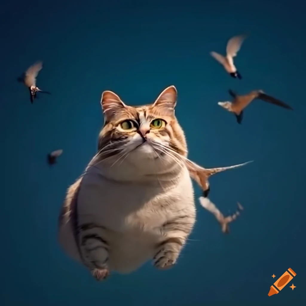 Flying cat on Craiyon