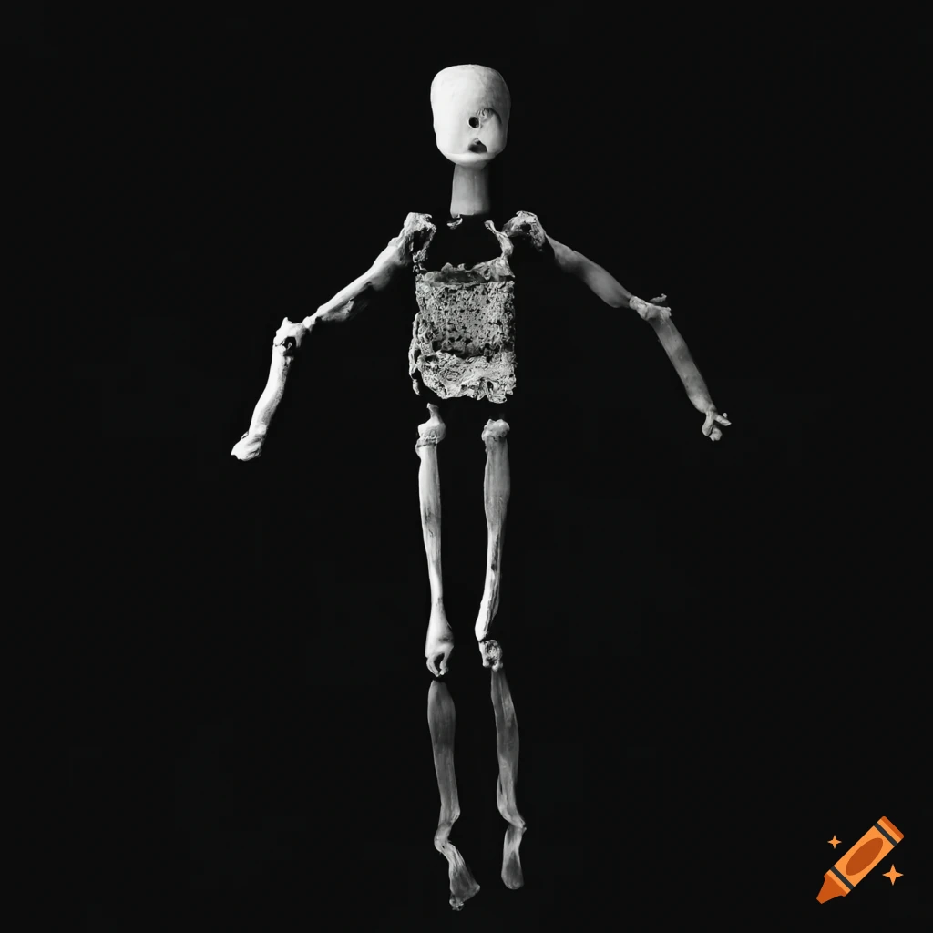 Surreal black and white art installation with mixed objects