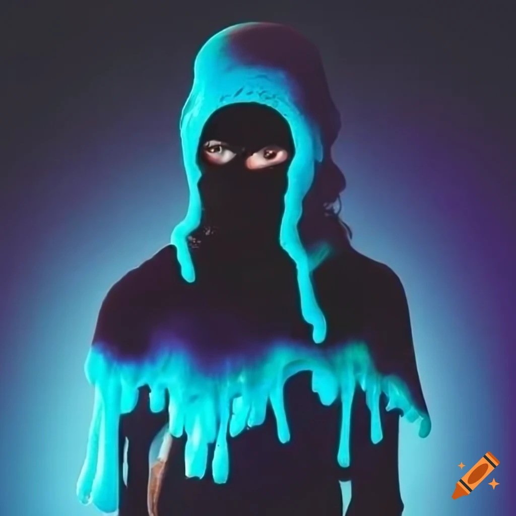 Rap album cover with guy wearing a glowing ski mask in silhouette on ...