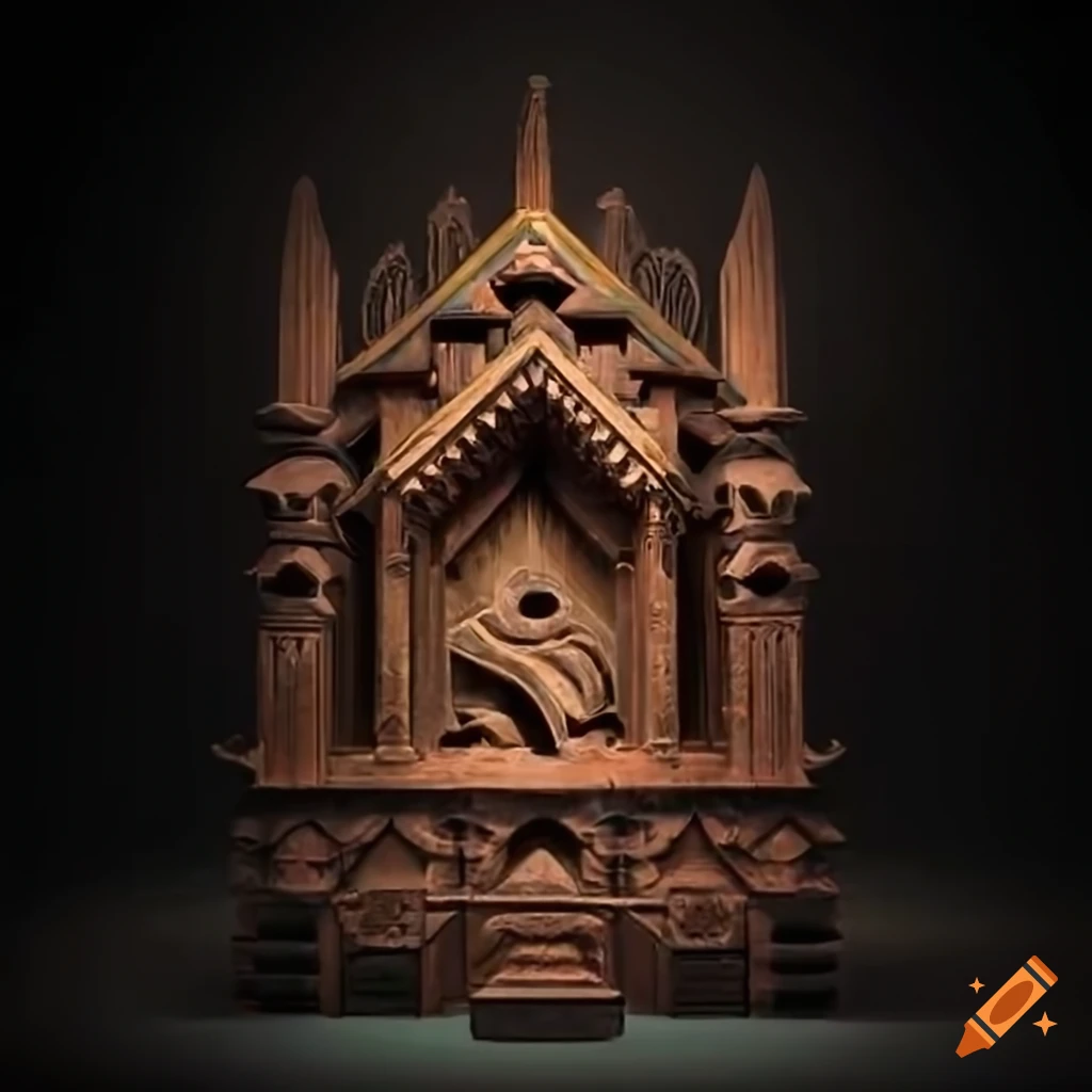 Carved architectural design with zelda game motif