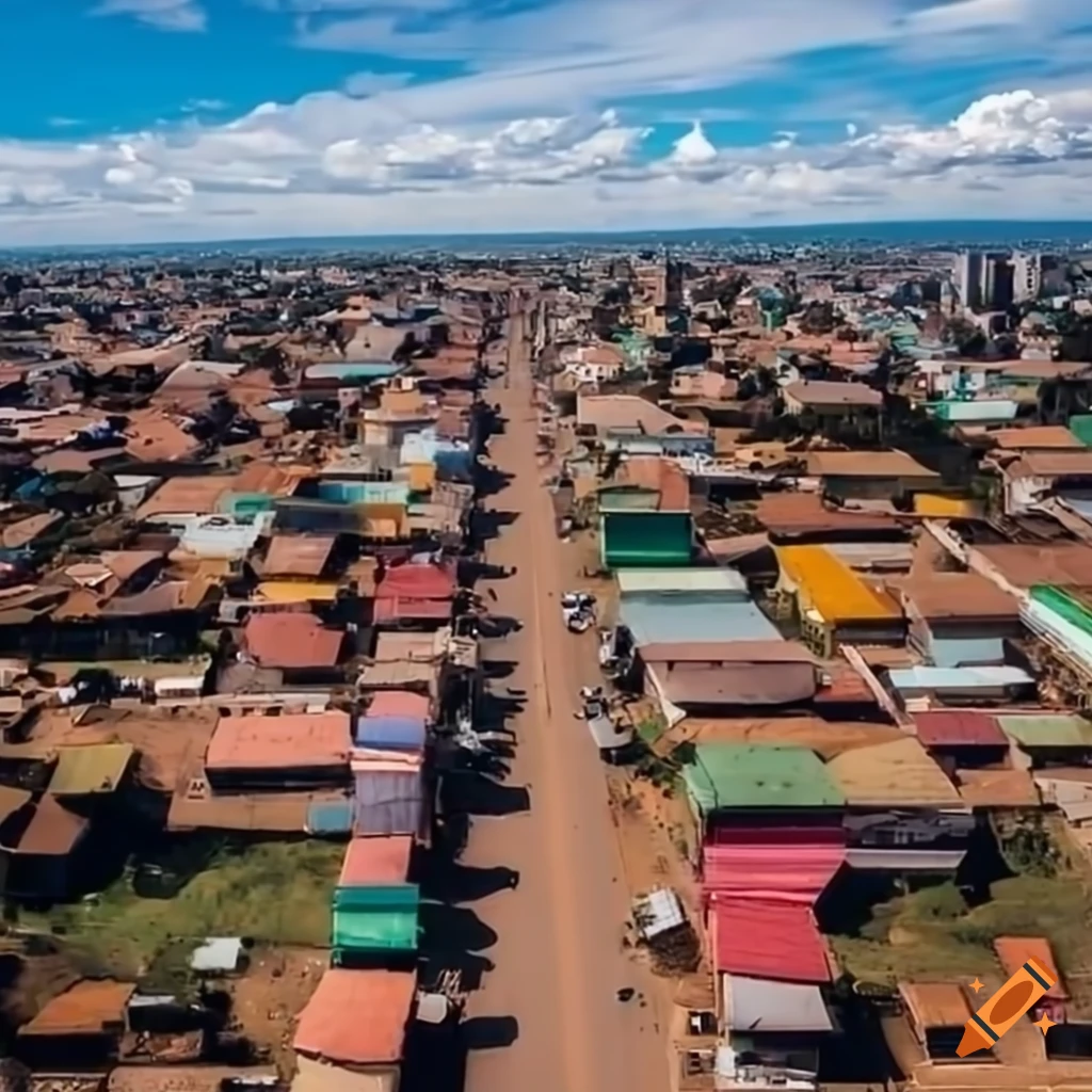 Aerial view of nanyuki town with mt. kenya in the background on Craiyon