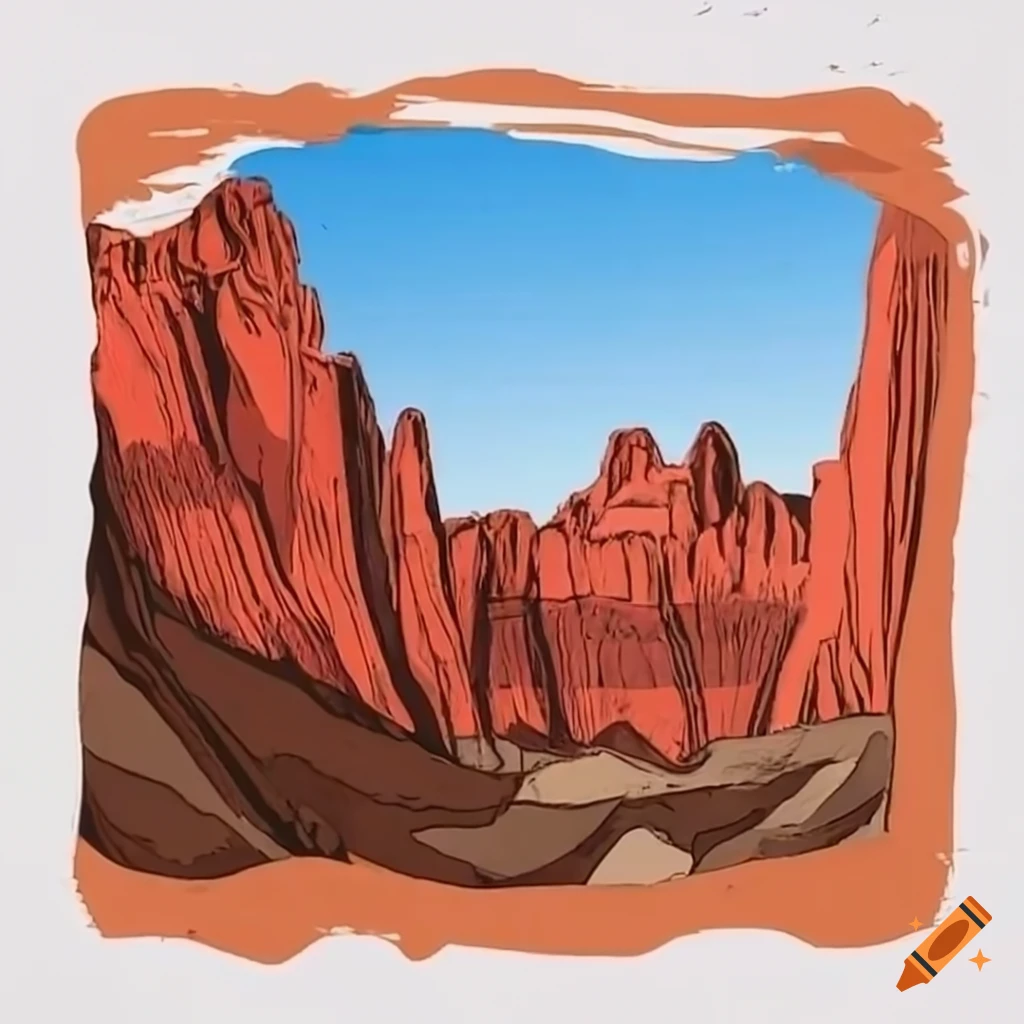 Simple line drawing of the grand canyon on Craiyon