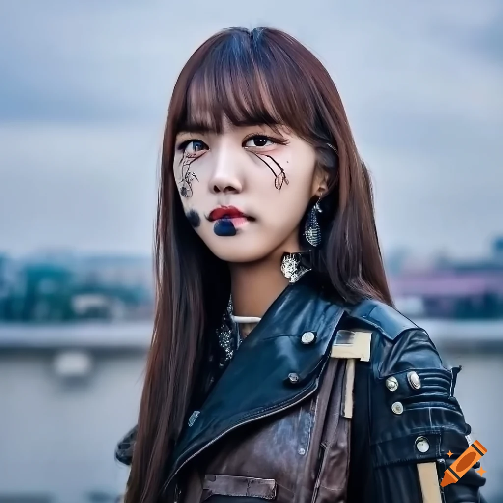 Fashionable kpop girlgroup on a rooftop on Craiyon