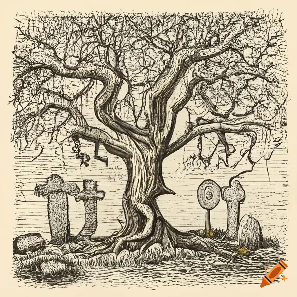 Artistic depiction of a broken tree of life on Craiyon