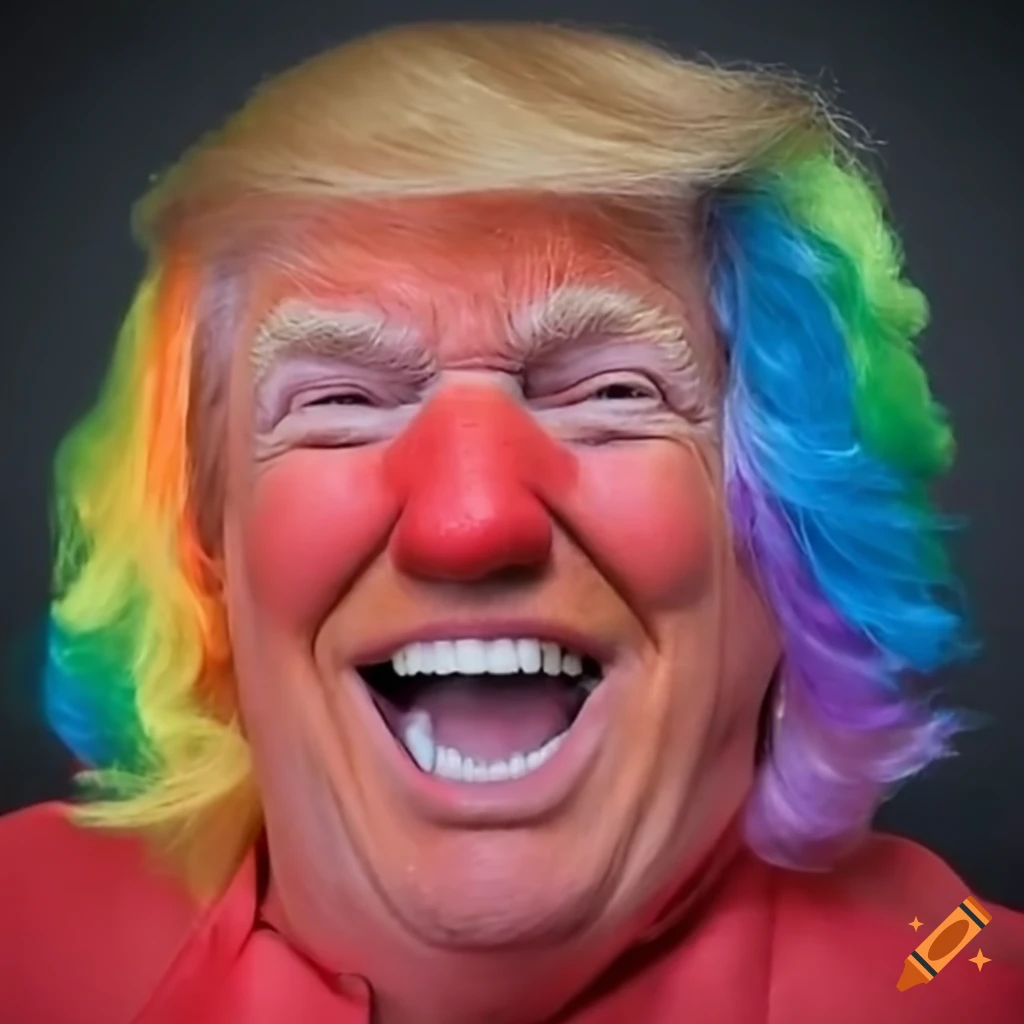 Satirical image of Donald Trump dressed as a clown on Craiyon