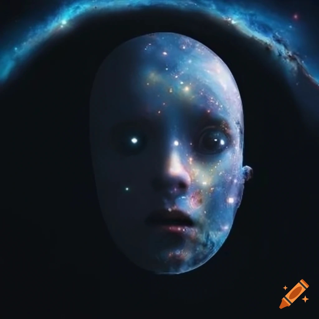 Cosmic young woman surrounded by stars and galaxies on Craiyon