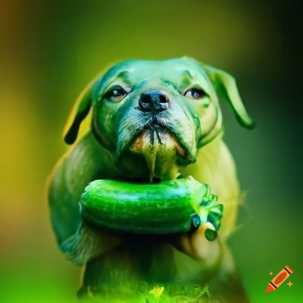 Humorous image of a cucumber shaped like a dog on Craiyon