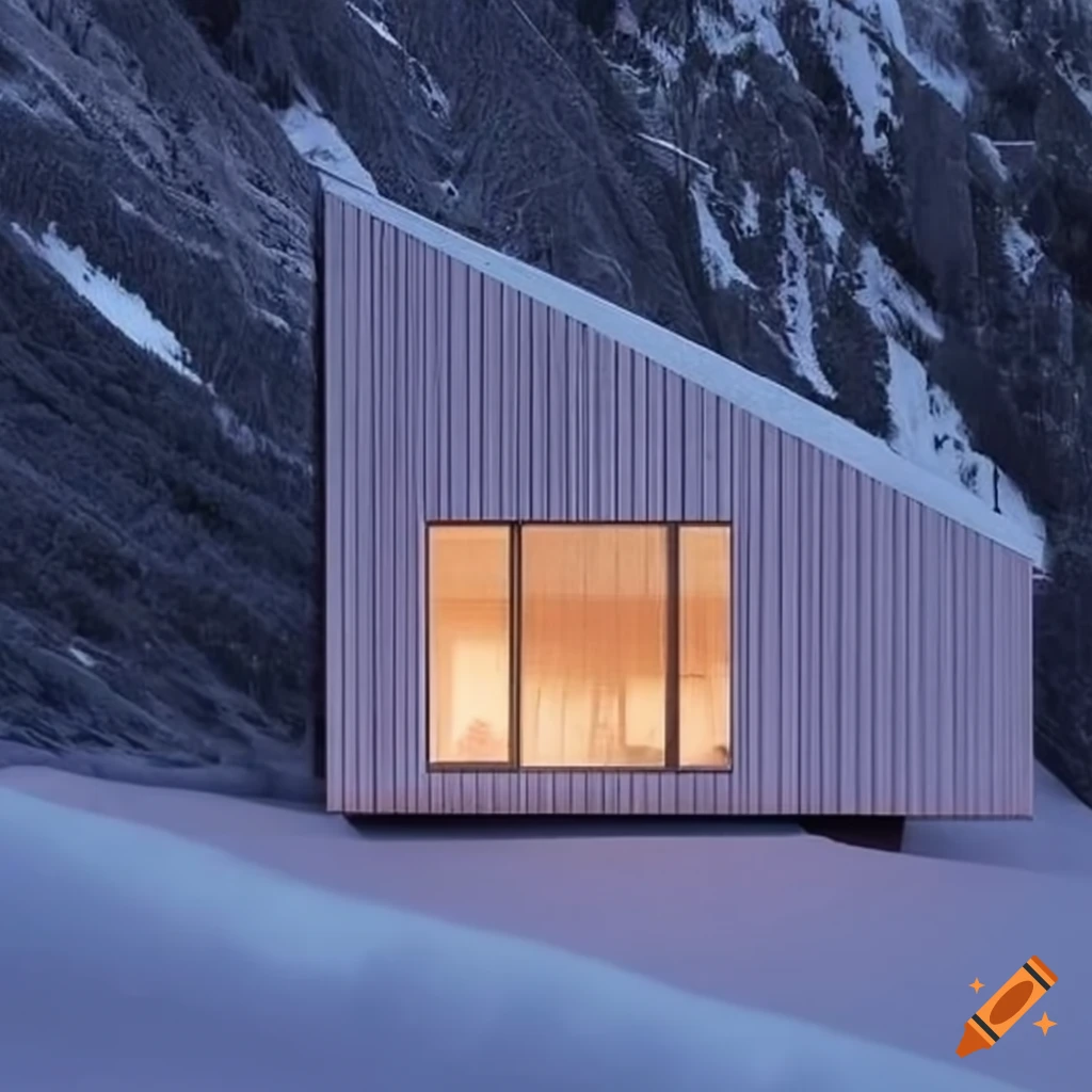 Minimalist alpine cabin architecture on Craiyon
