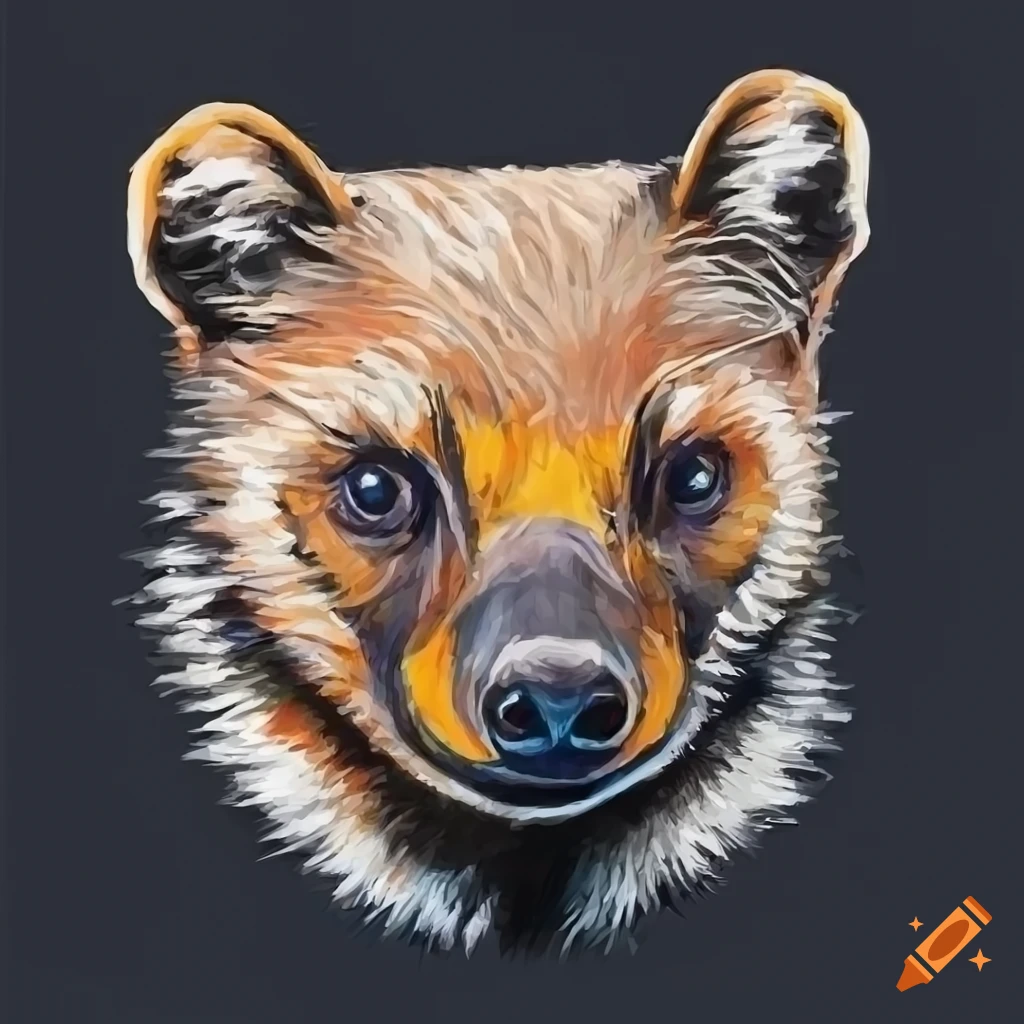 Stylized side view drawing of a marten animal logo