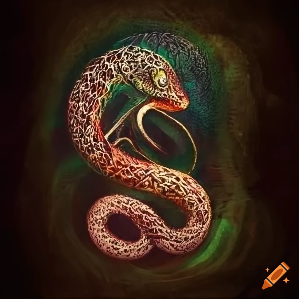 Sketch style illustration of a snake on Craiyon