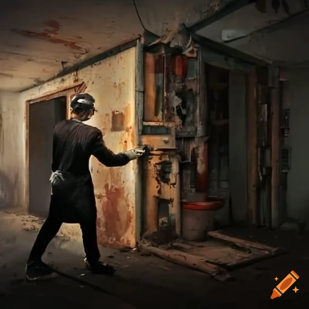 Exterior of a freshly painted mechanical room on Craiyon