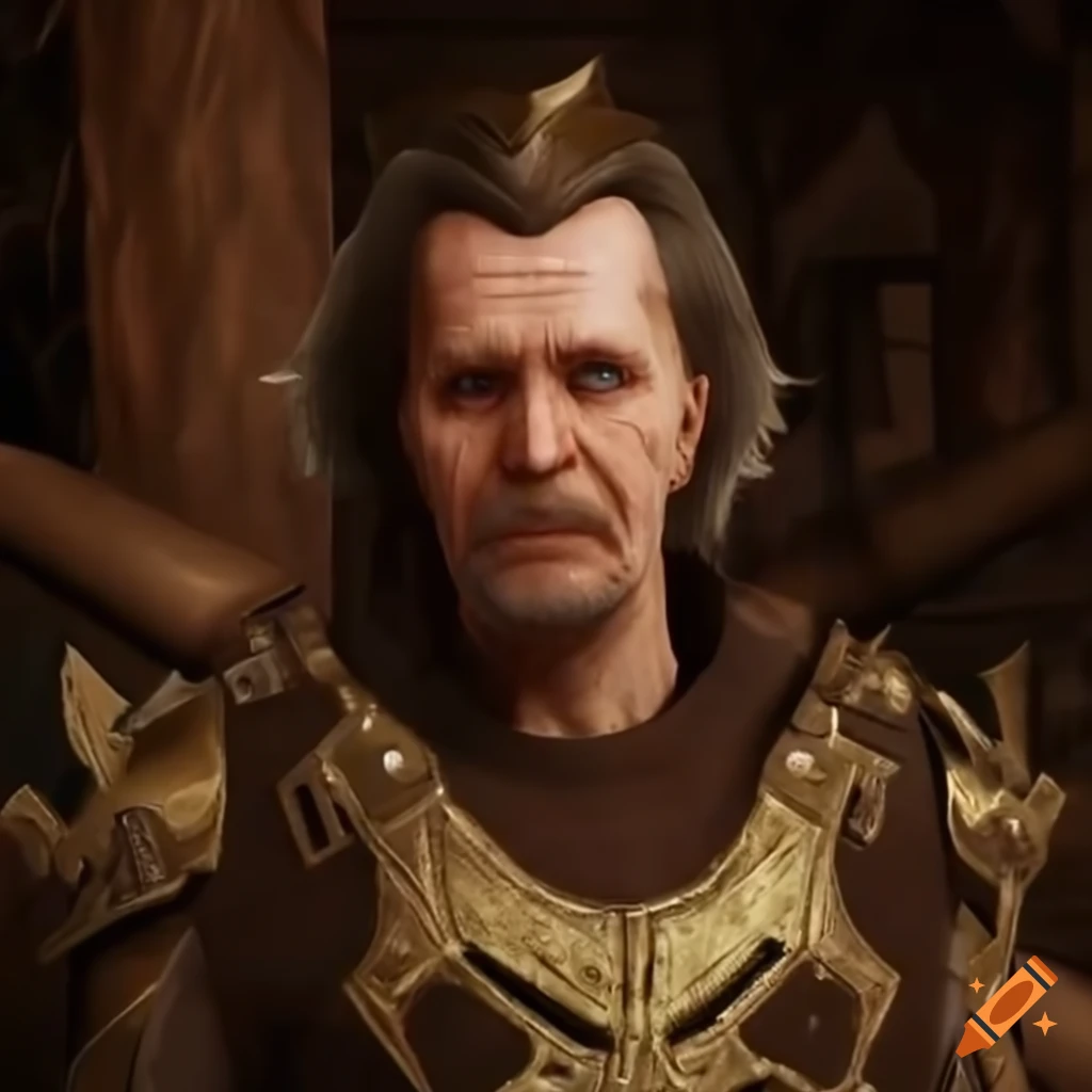 Sci-fi-fantasy portrait of Gary Oldman as a long-haired king on Craiyon