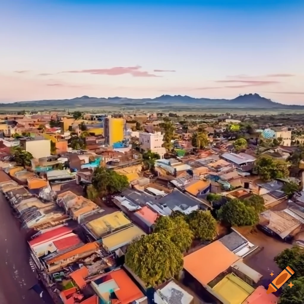 Aerial view of Nanyuki Town with Mt. Kenya in the background on Craiyon