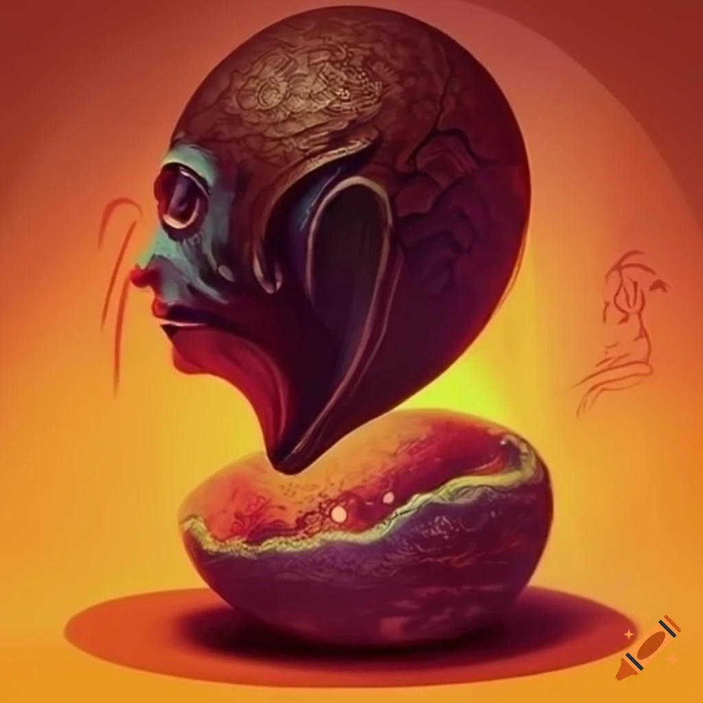 Image of an orphic egg artwork on Craiyon