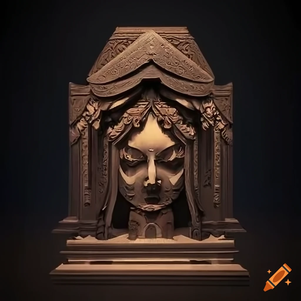 Detailed architectural stave carving artwork on Craiyon