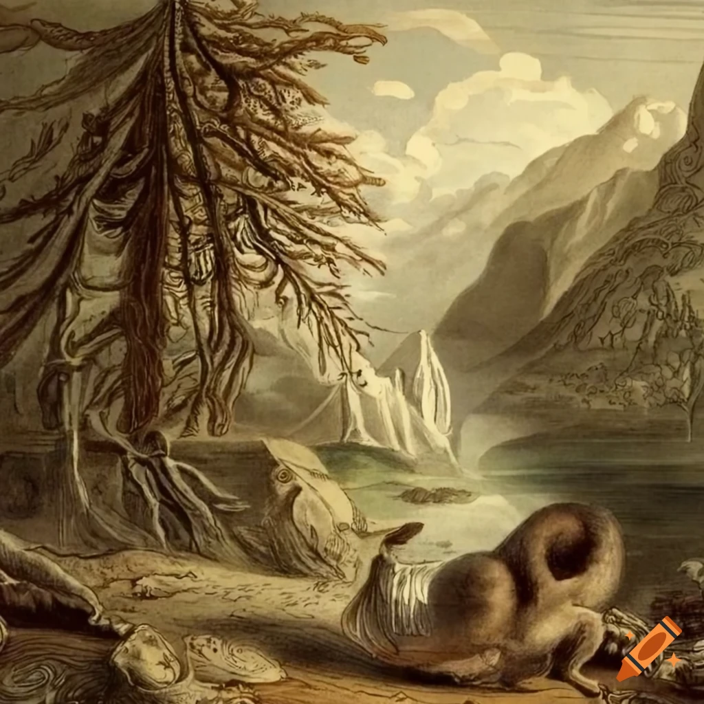 18th century nature science drawing on Craiyon