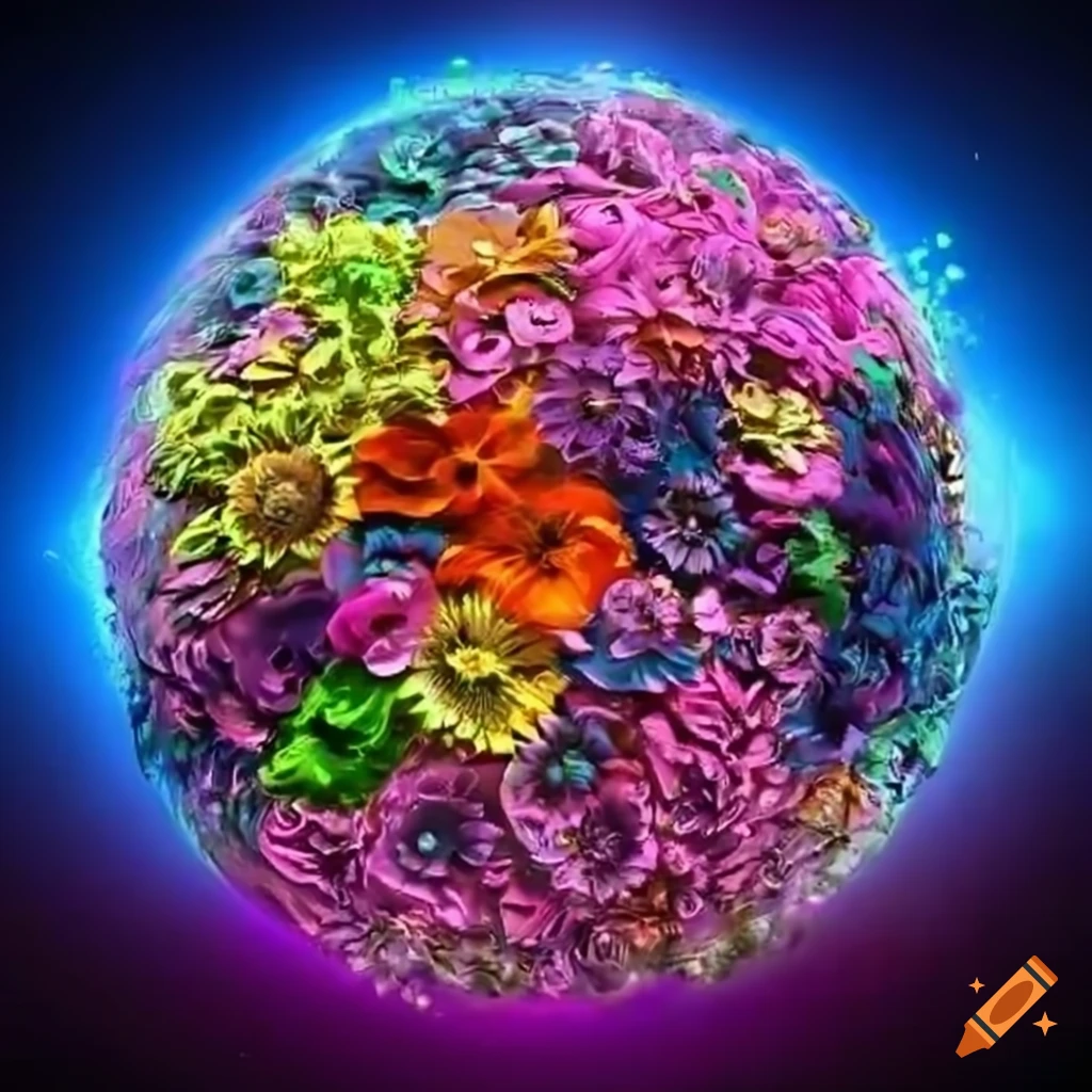 Colorful flower planet in space on Craiyon