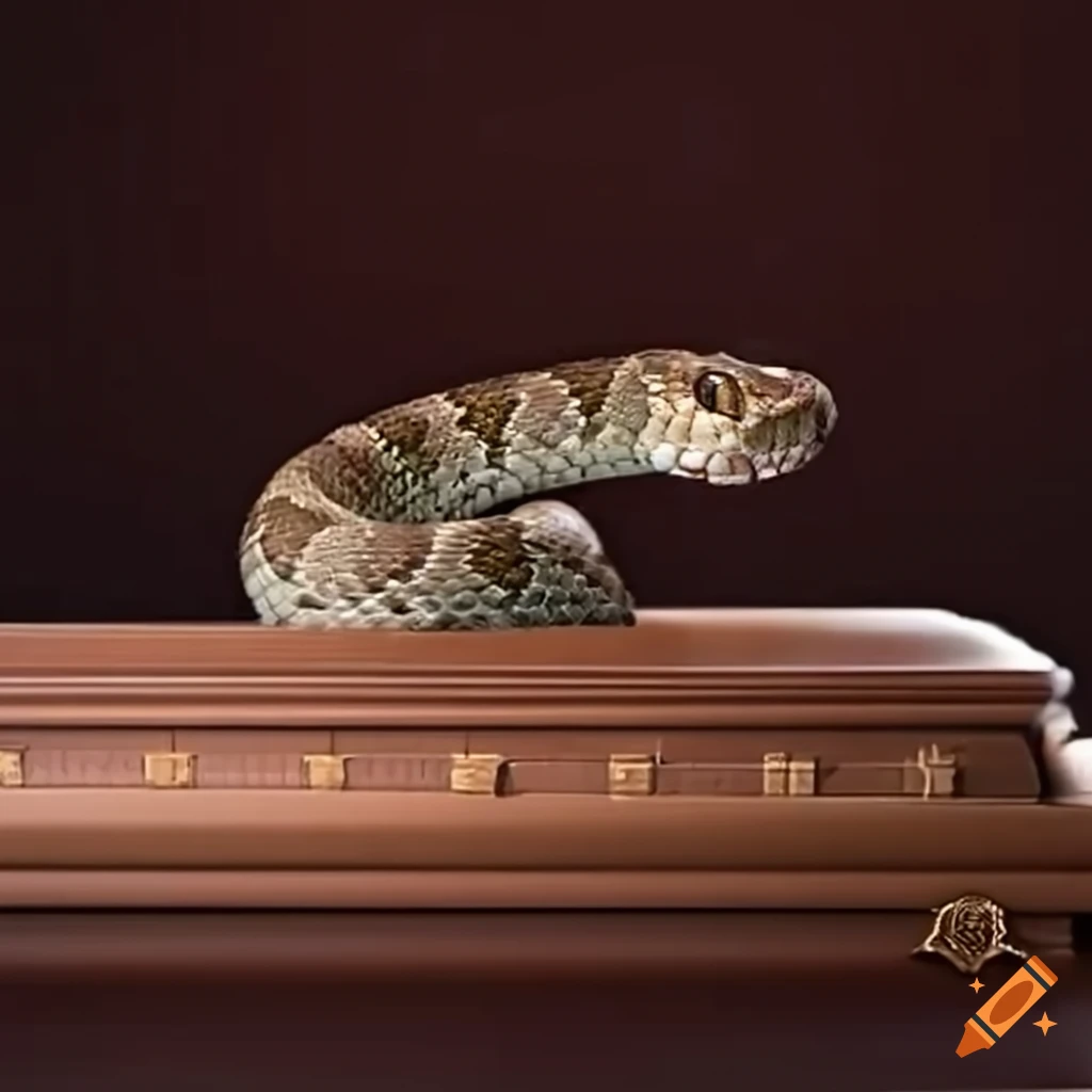 Symbolic representation of a rattlesnake on a casket