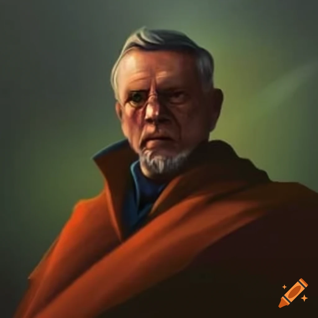 Image of a medieval general in cape and armor