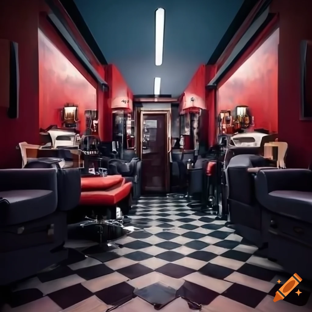 Vibrant and stylish barbershop interior on Craiyon