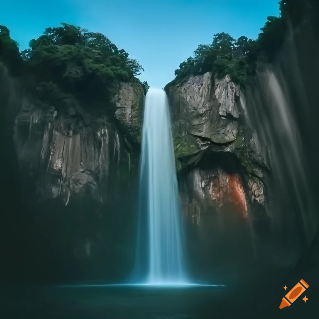 Cinematic view of Thi Lo Su waterfall on Craiyon
