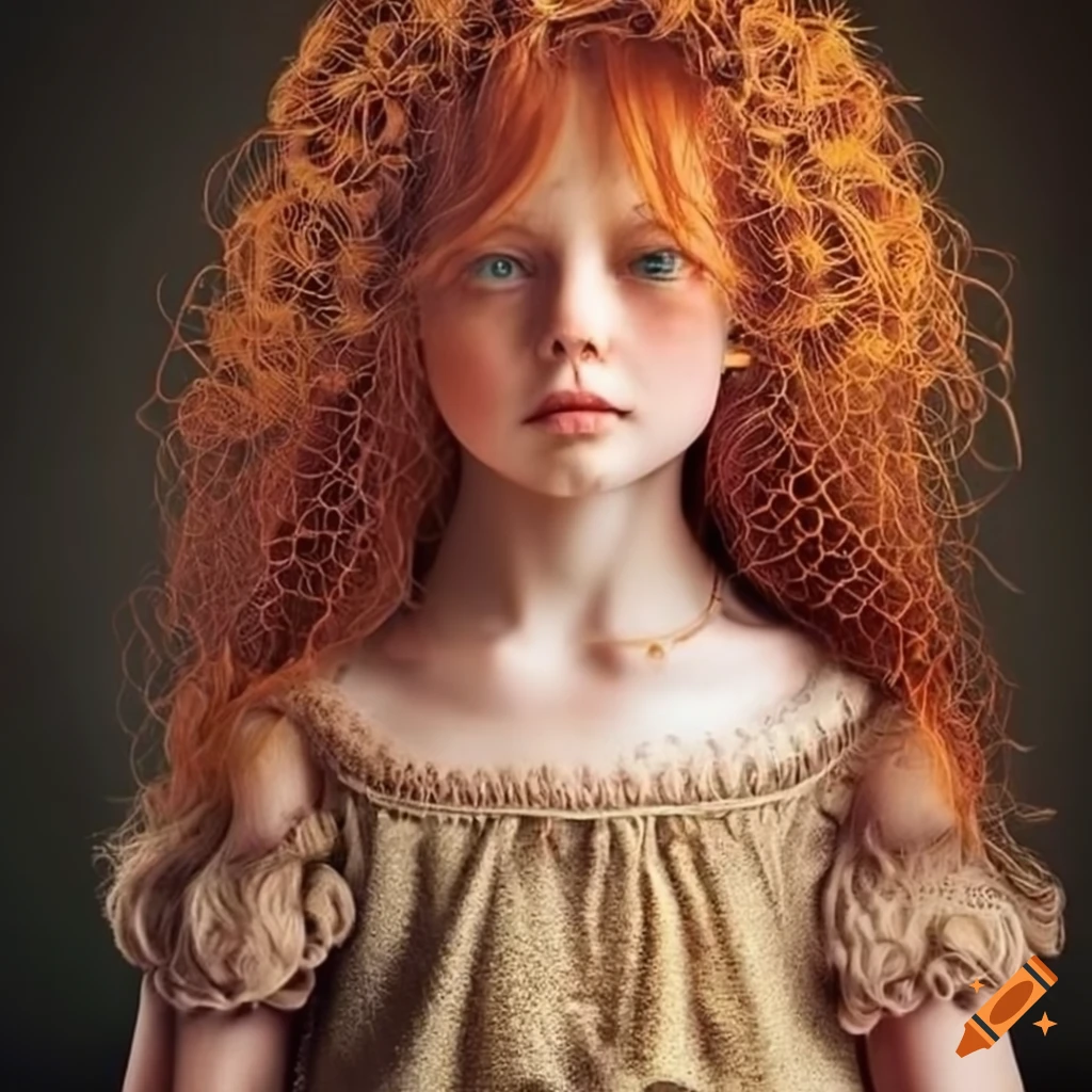 Illustration of cute ginger-haired girls wearing detailed bodices