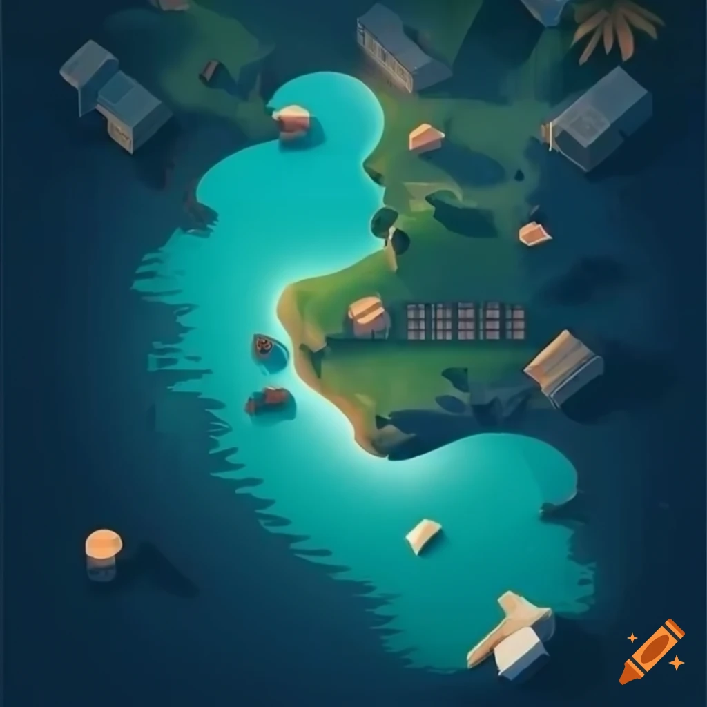 Flat vector user interface design for a map game on Craiyon