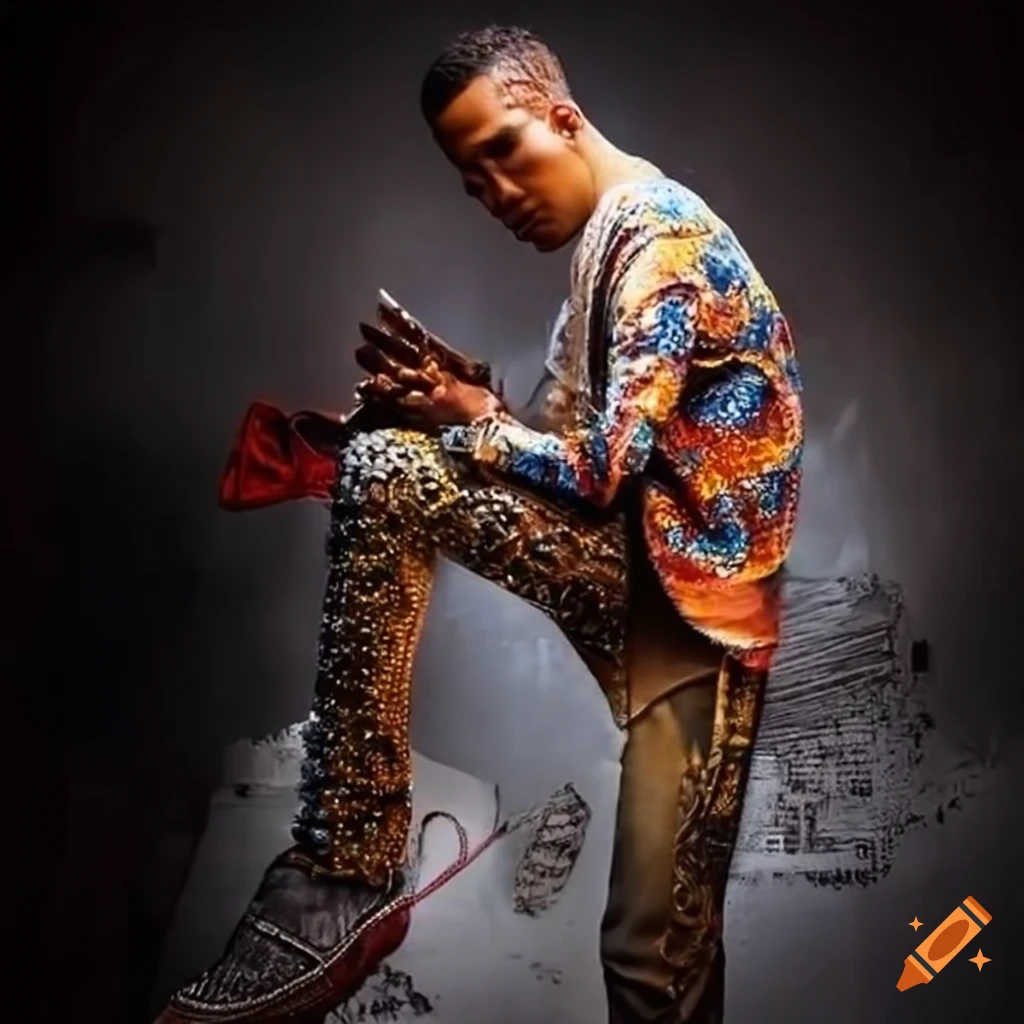 Outfit idea for a muscular singer with tattoos: black leather waistcoat ...