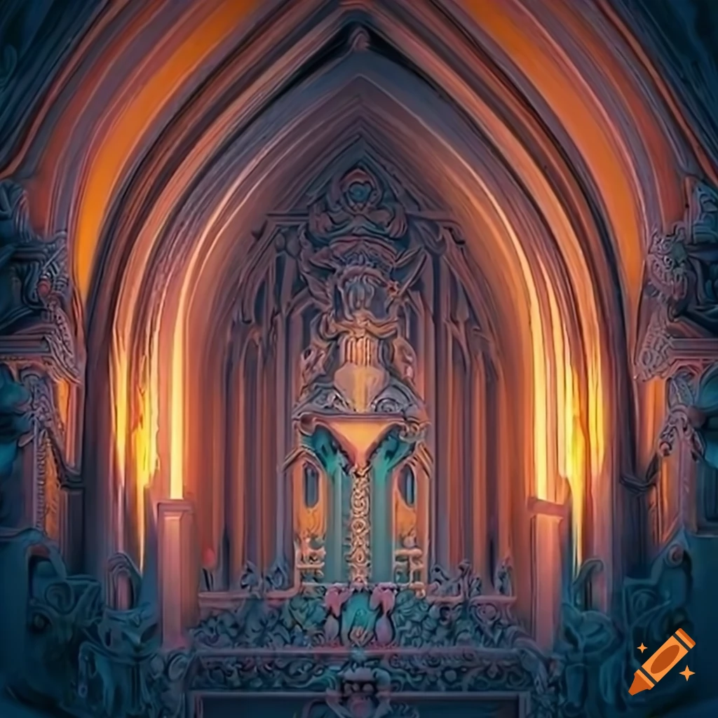 High-definition architectural stave carving artwork on Craiyon