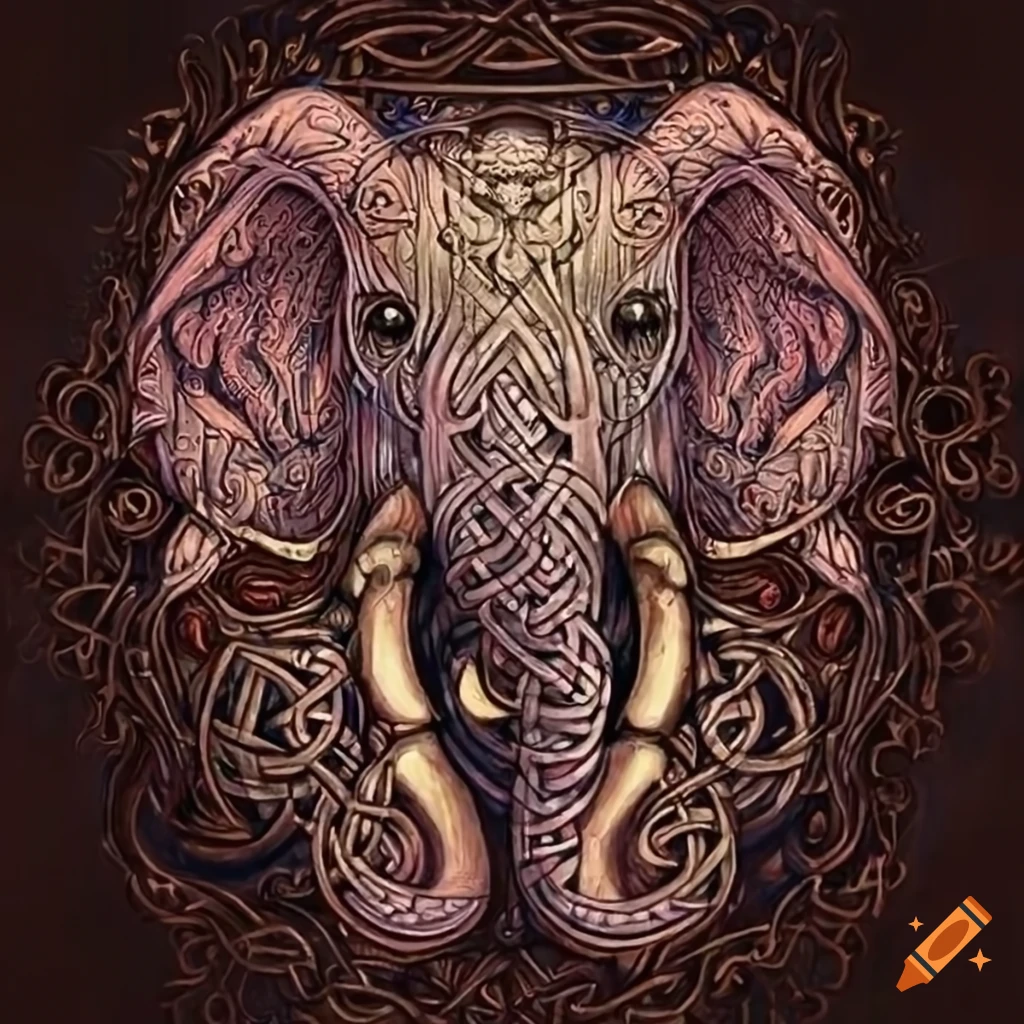 Intricate celtic elephant illustration on Craiyon