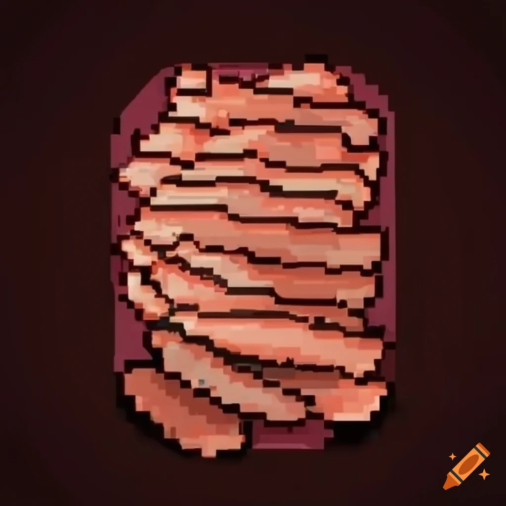 8-bit rendering of beef brisket on a wooden cutting board on Craiyon