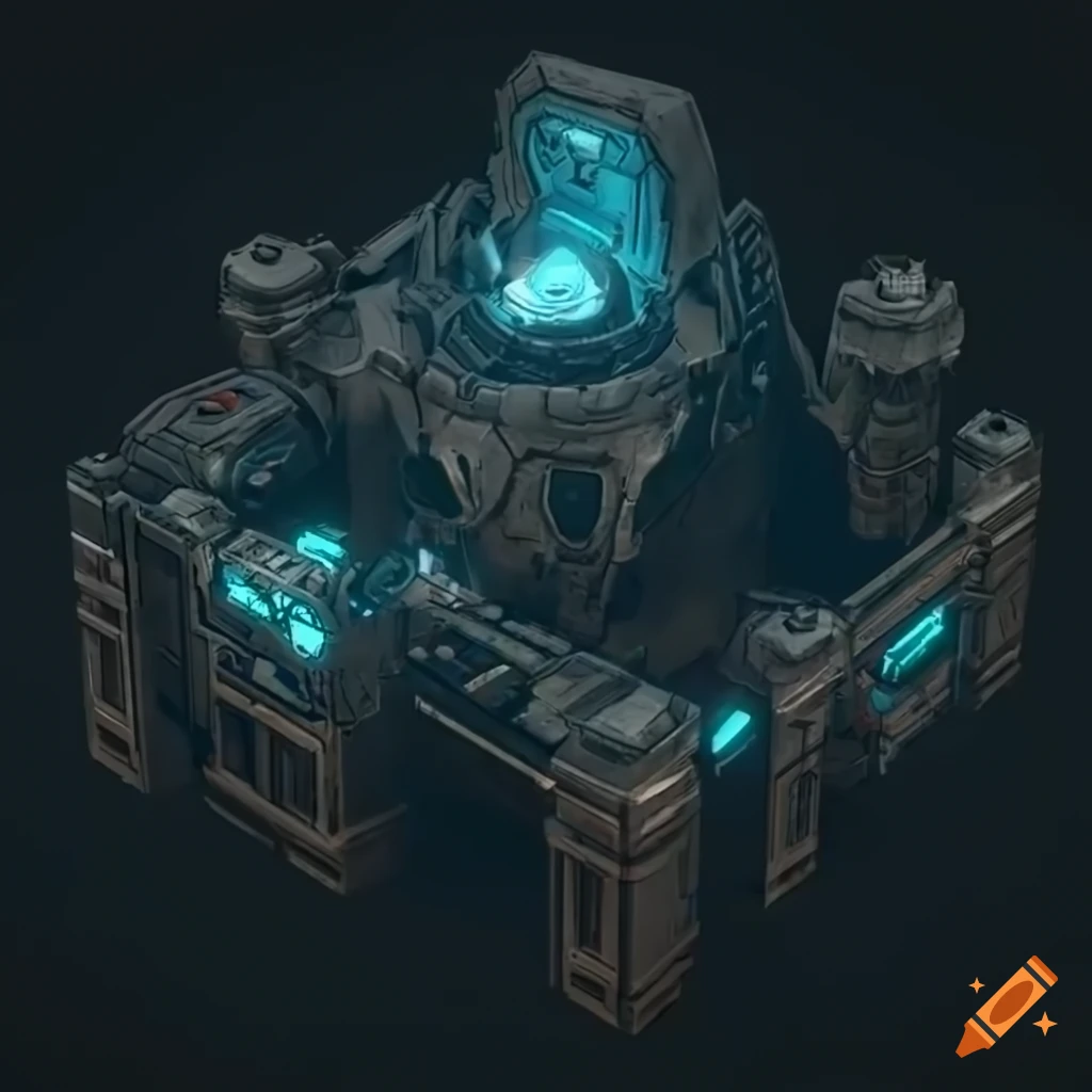 Intricate modular isometric concept art of a large-scale location ...