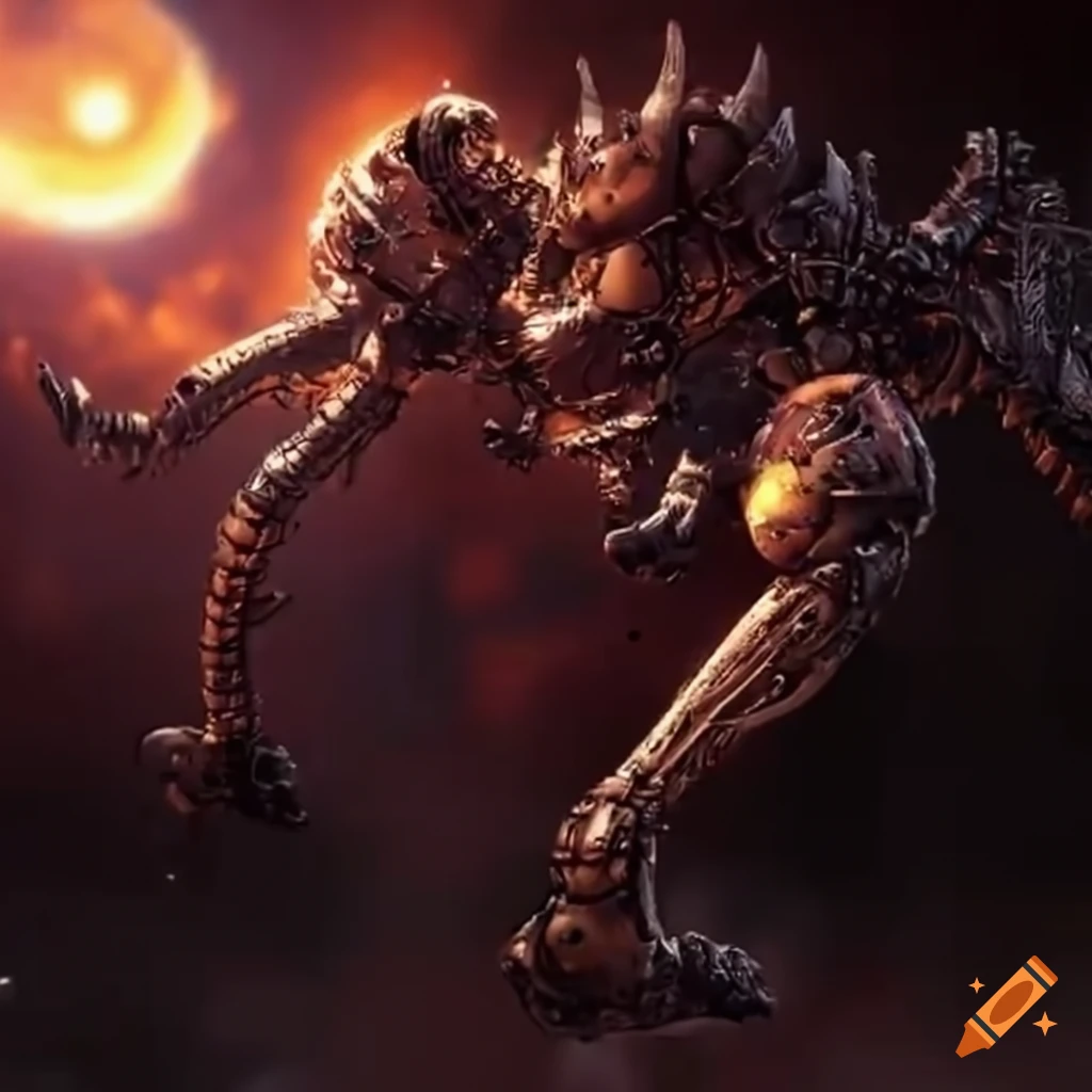 Epic battle between angels and demonic robots