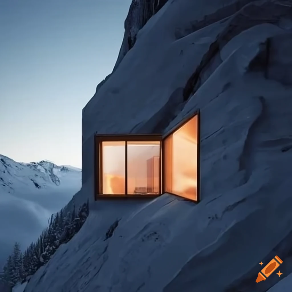 Contemporary villa with floor-to-ceiling windows on an alpine slope ...