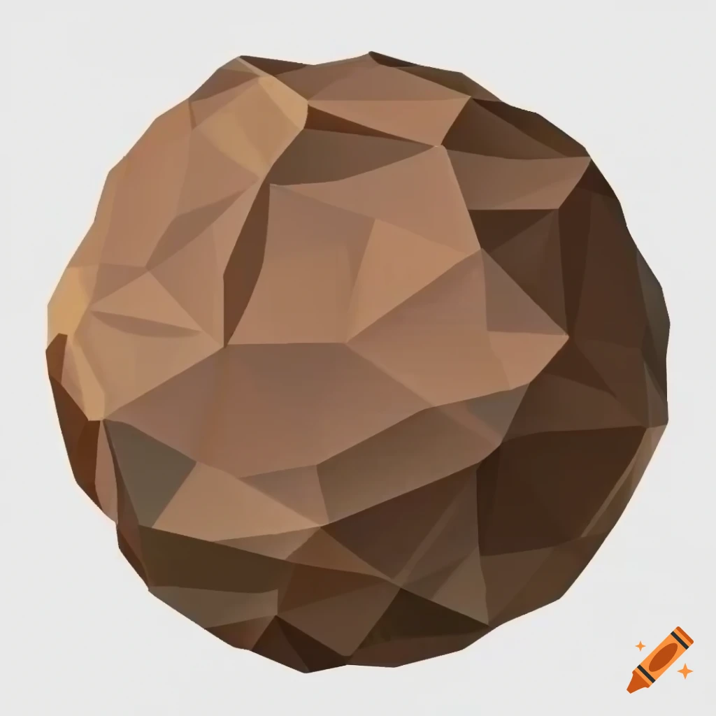 2d brown rock with polygonal 3d effects on Craiyon